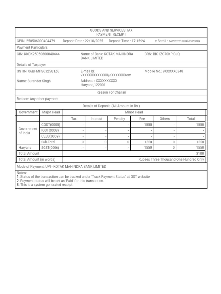 GST-Challan Receipt 3100 | PDF