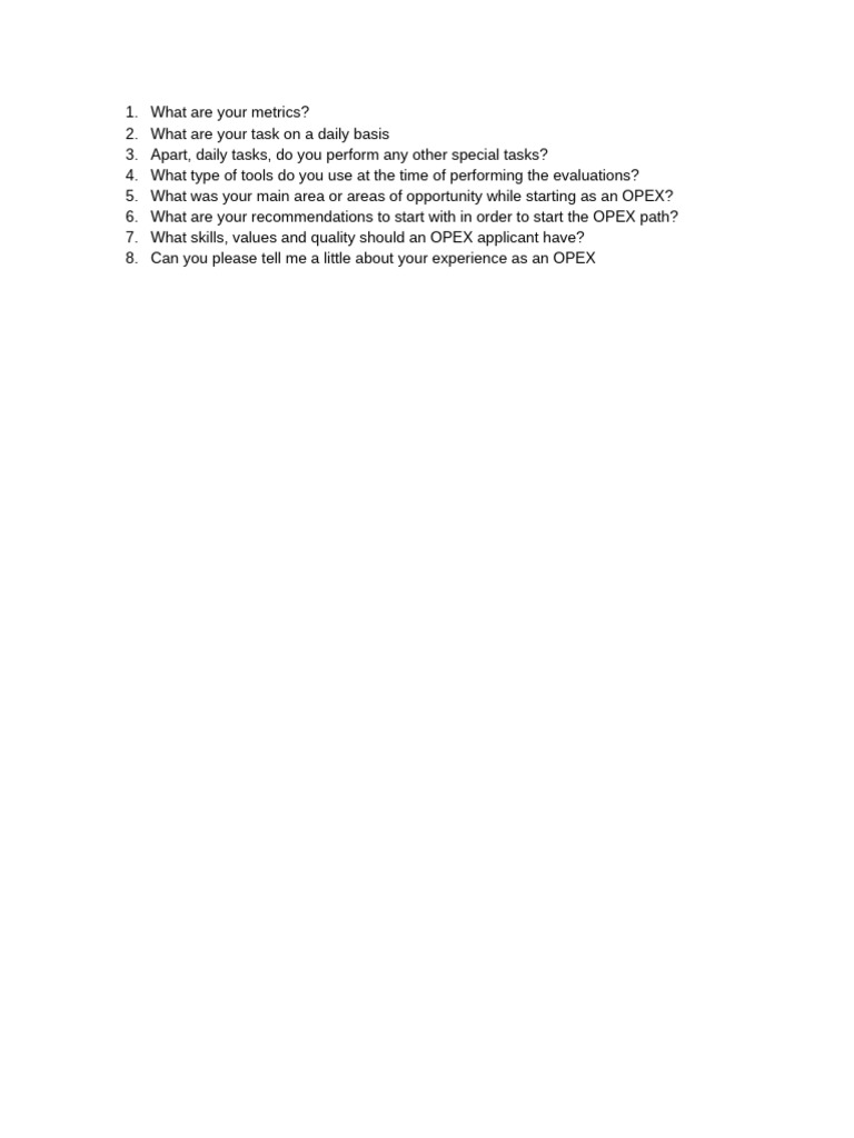OPEX Role Insights and Recommendations | PDF
