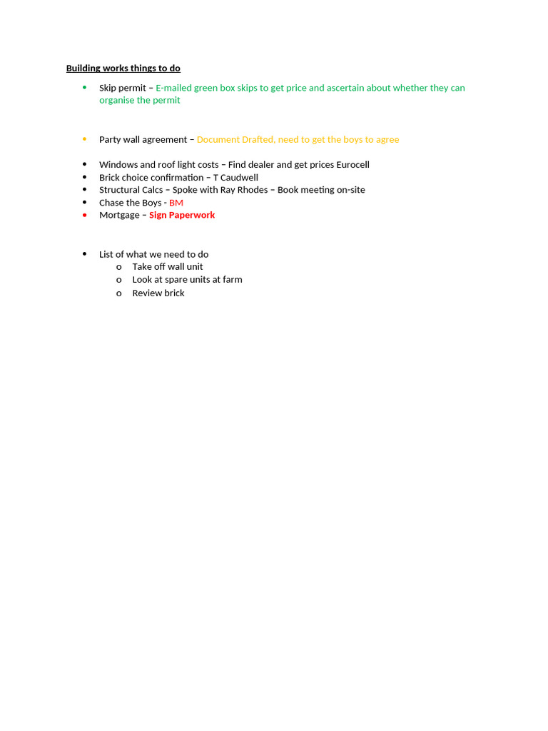 Building Works Things To Do | PDF