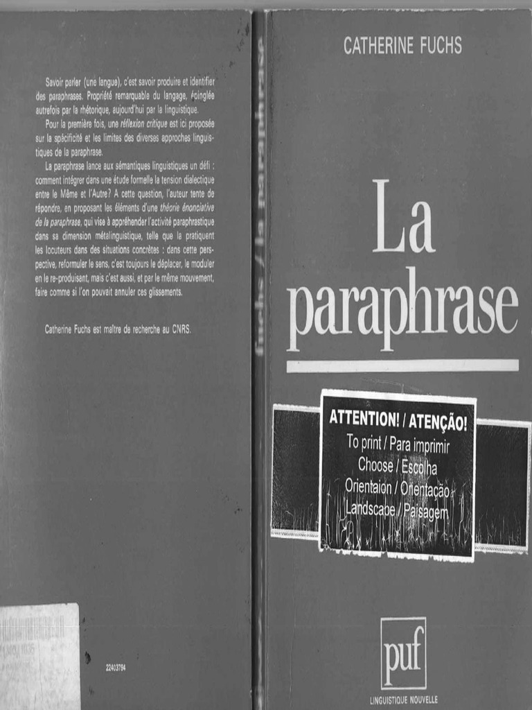 FUCHS Catherine 1982 La Paraphrase | PDF