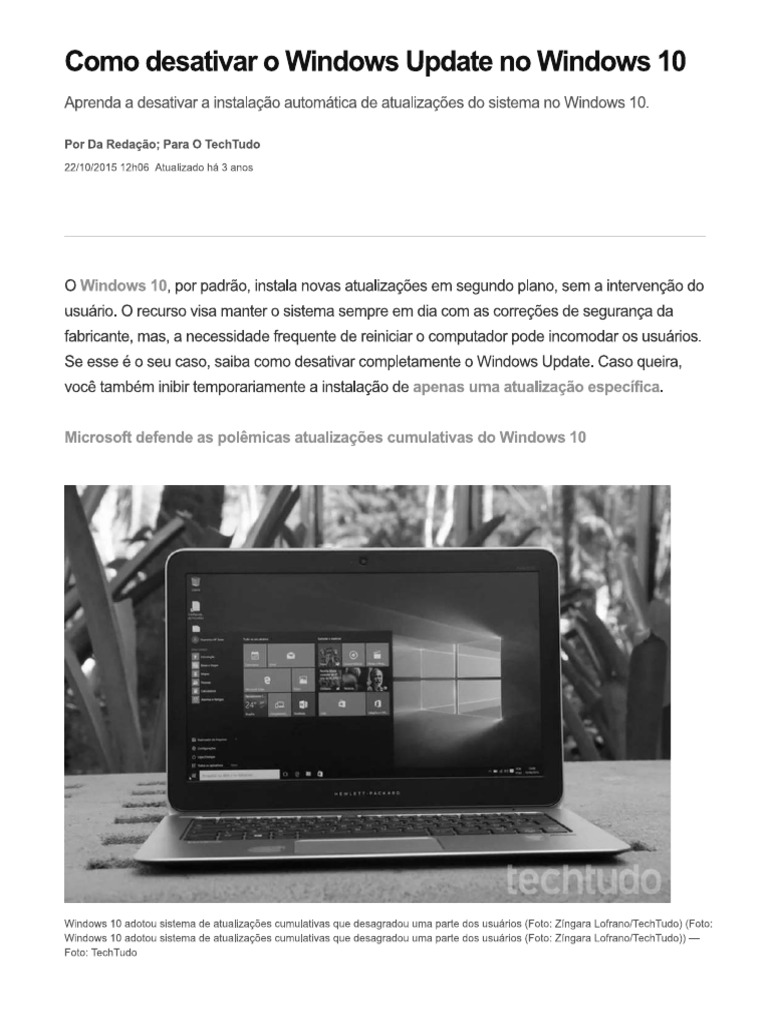 Desabilitar Atualizacao Automatica Do Windows 10 | PDF