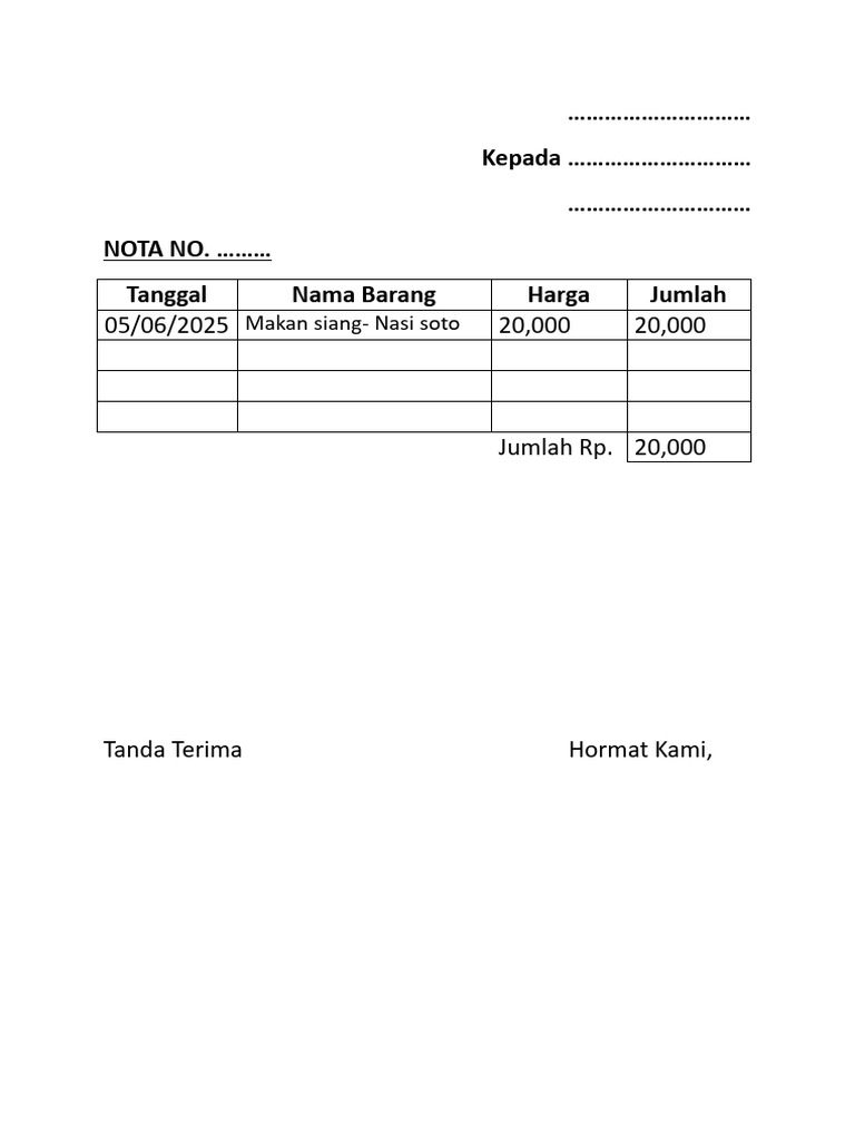 Nota Makan - 5 Juni 2025 | PDF
