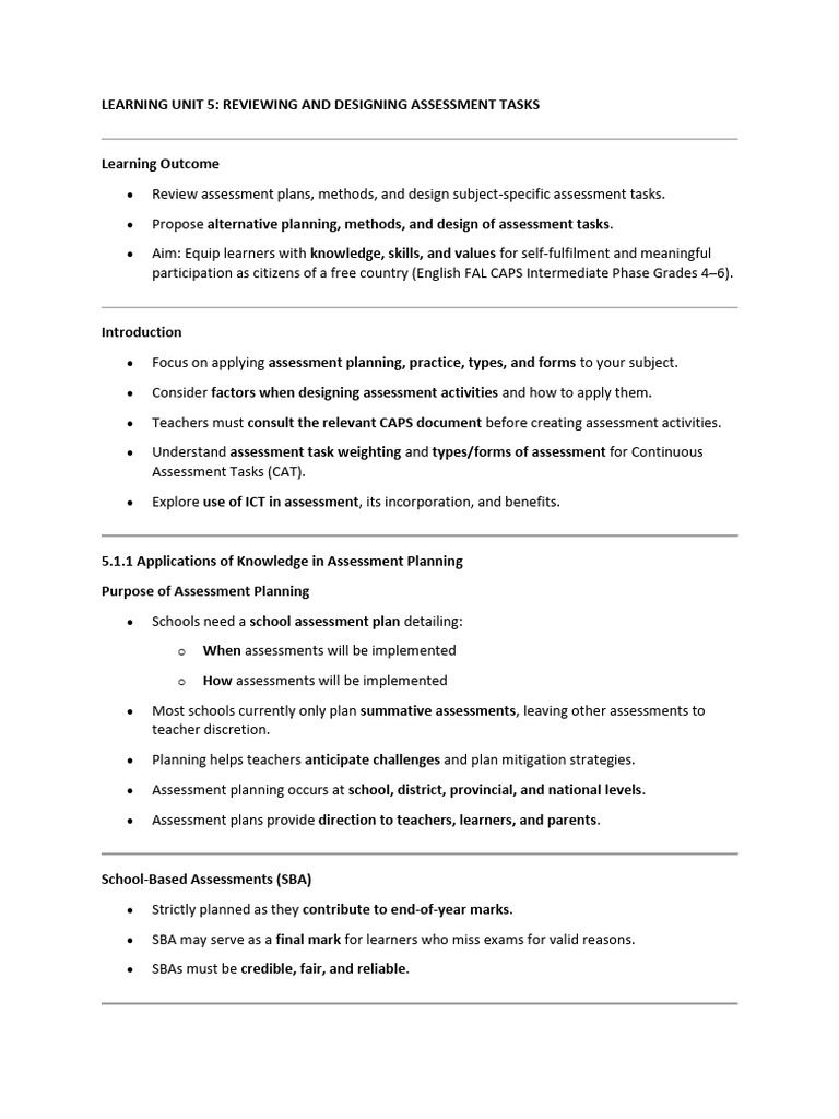 Designing Effective Assessment Tasks | PDF | Educational Assessment ...