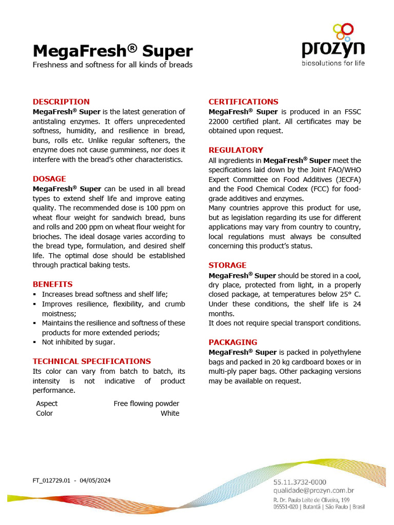 FT 012729.01 Megafresh Super en | PDF | Breads | Carbohydrates