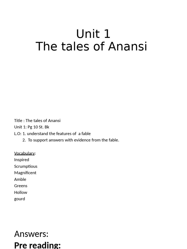 Tales of Anansi | PDF