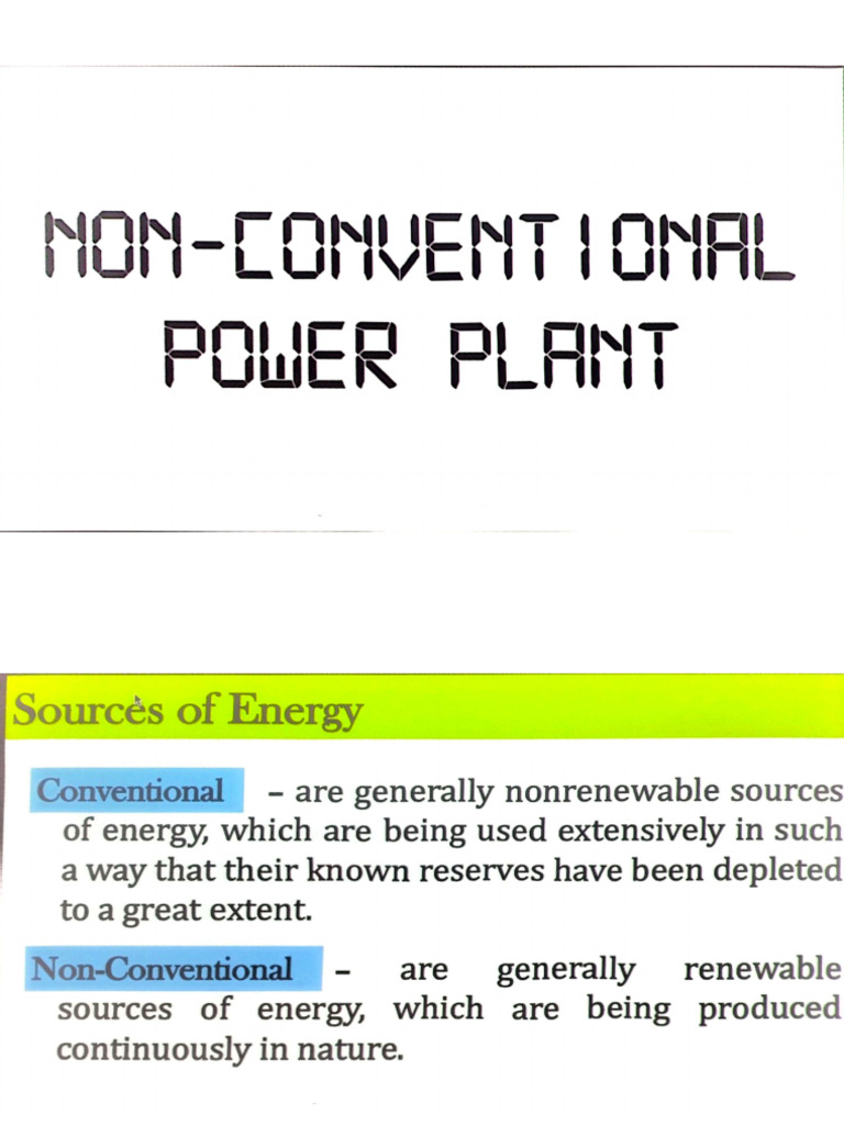Non Conventional Power Plant | PDF