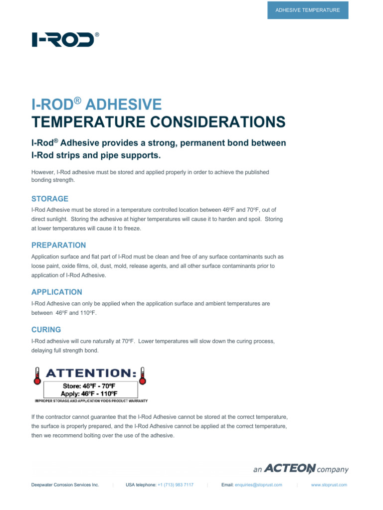 I-Rod Adhesive Temperature Considerations v2 | PDF
