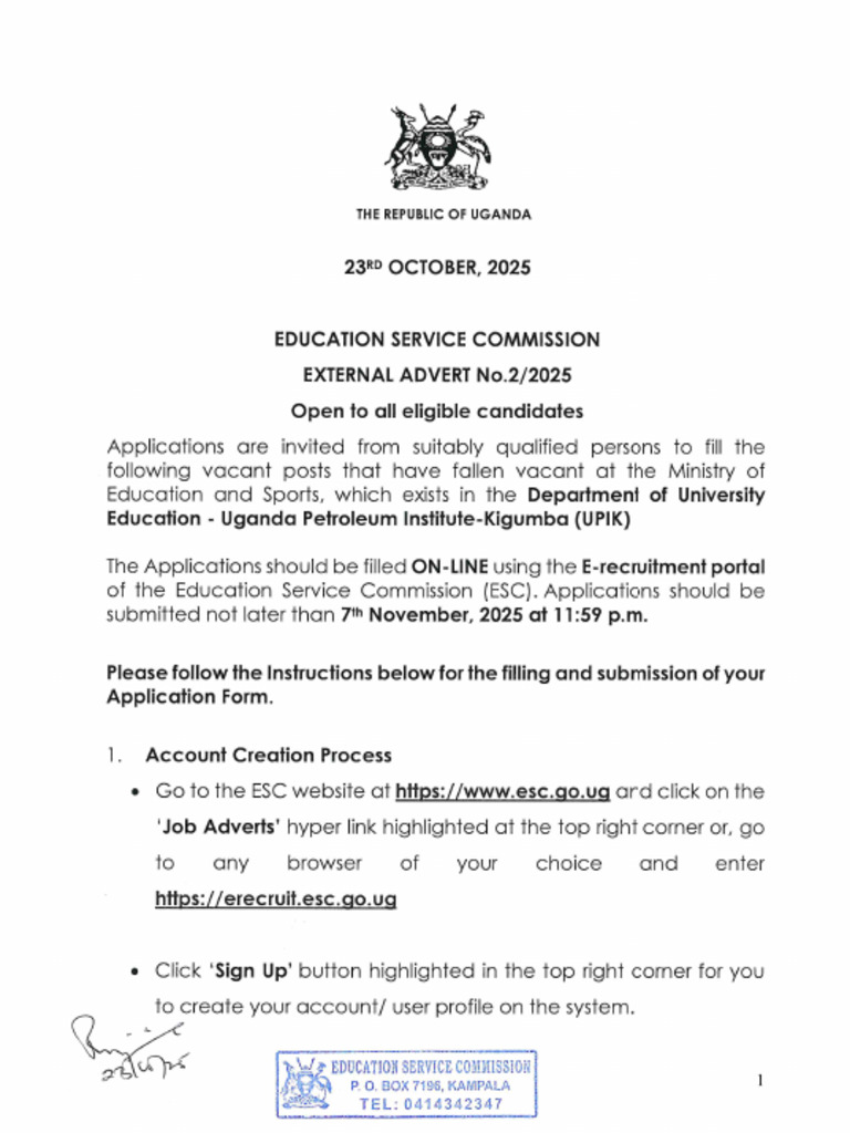 External Advert No. 2 of 2025 MoES | PDF