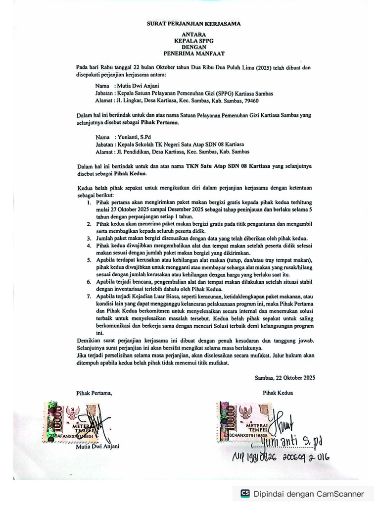 Mou Program MBG | PDF