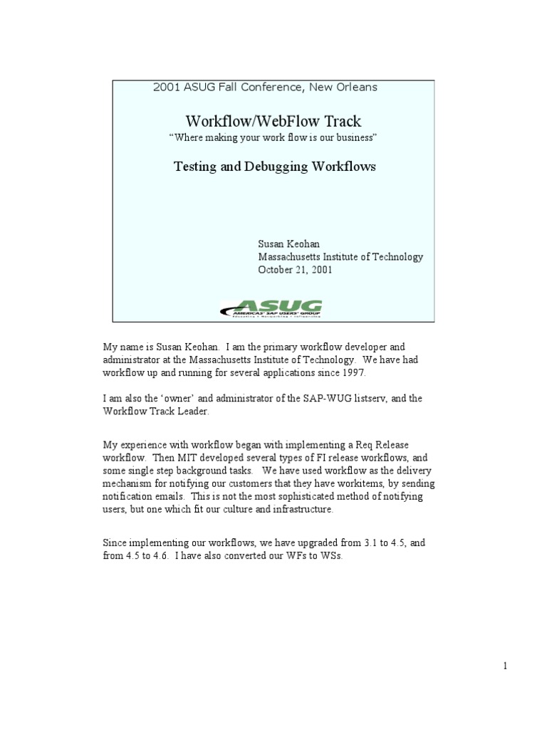 Workflow/Webflow Track: Testing and Debugging Workflows | PDF