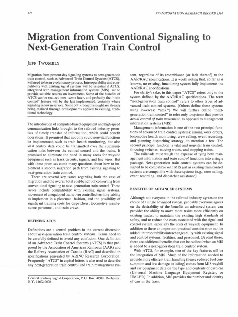 Next-Gen Train Control Migration Guide | PDF | Train | Rail Transport