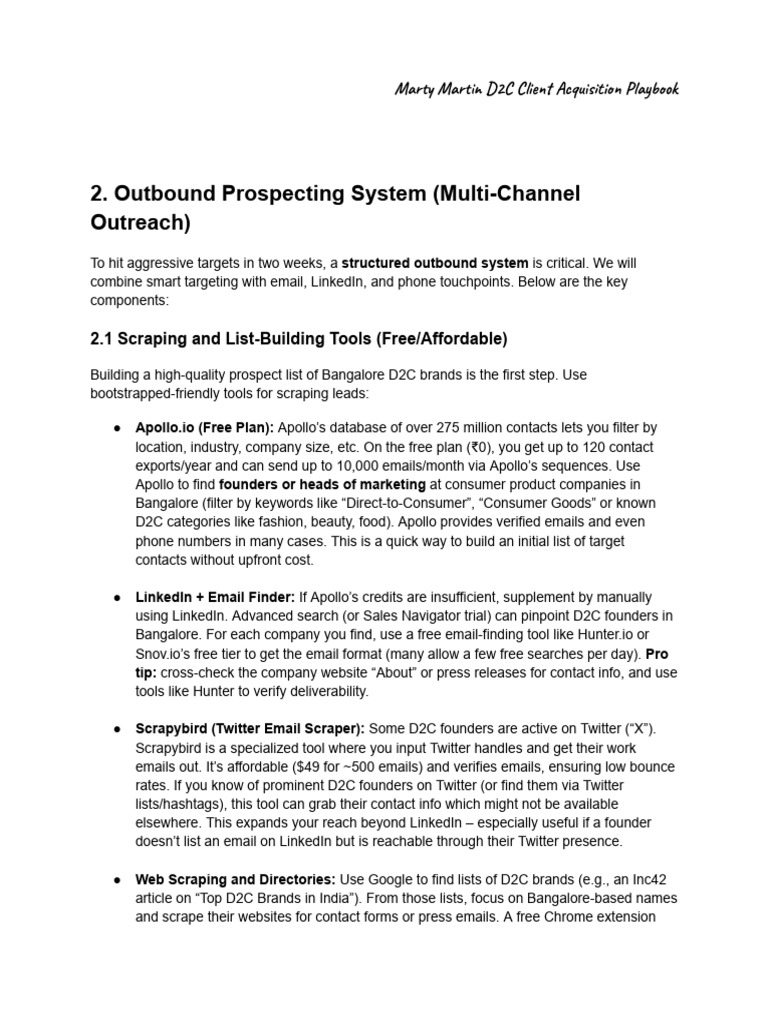 Chap 2 - Outbound Prospecting System (Multi-Channel Outreach) | PDF ...