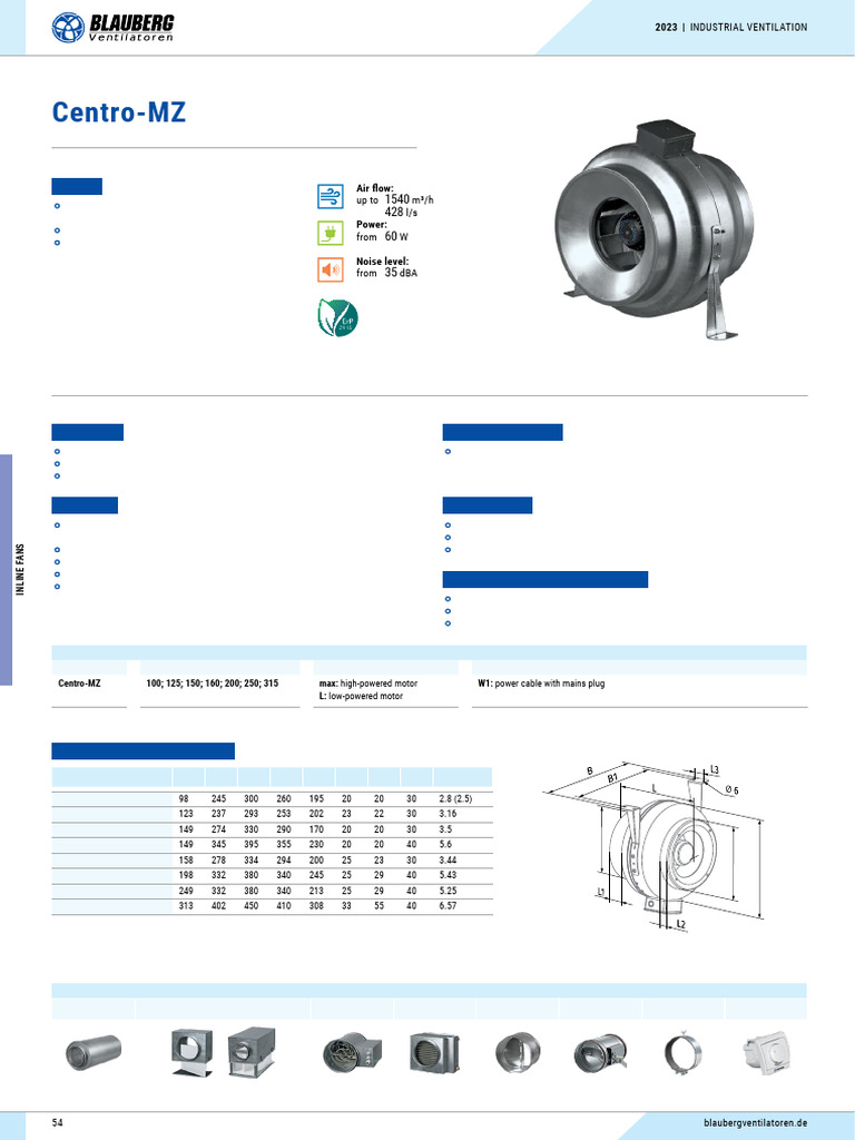 Centro MZ Data Sheet 2023 03 | PDF | Duct (Flow) | Frequency