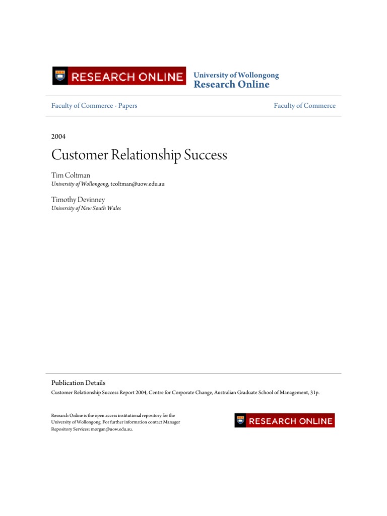 Customer Relationship Success: Research Online | PDF | Customer ...