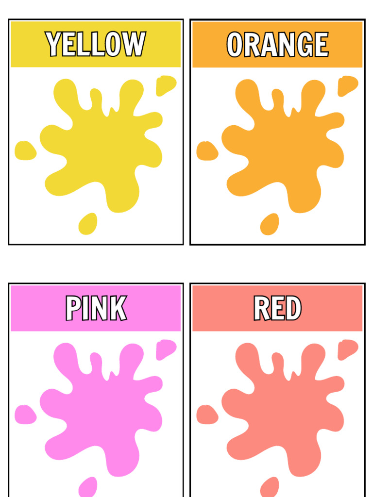 Color Flashcards Colorful Paint Splash Blobs | PDF