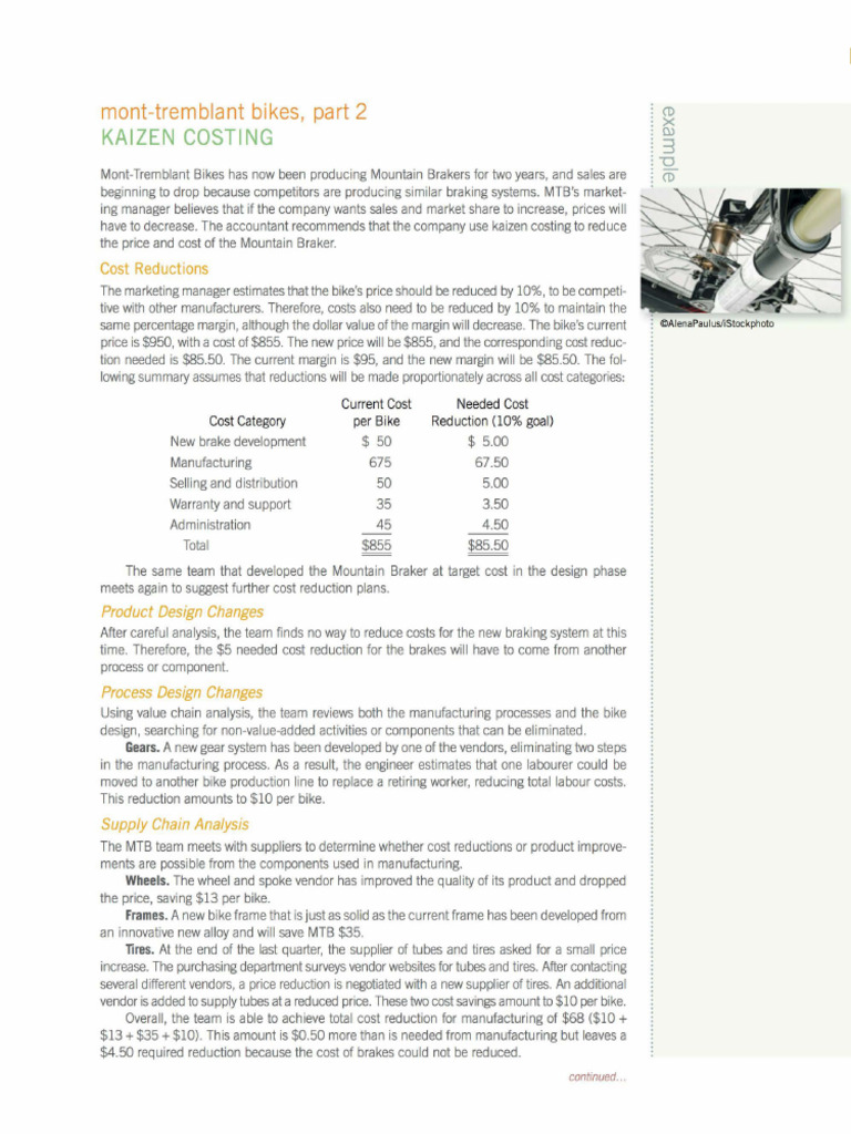 Kaizen Costing Cas Let - Mont-Tremblant Bikes Part-2 | PDF | Supply ...
