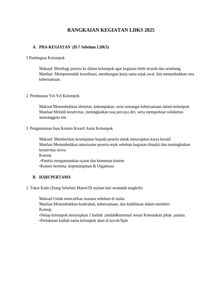 Rangkaia Kegiatan Ldks 2025 | PDF