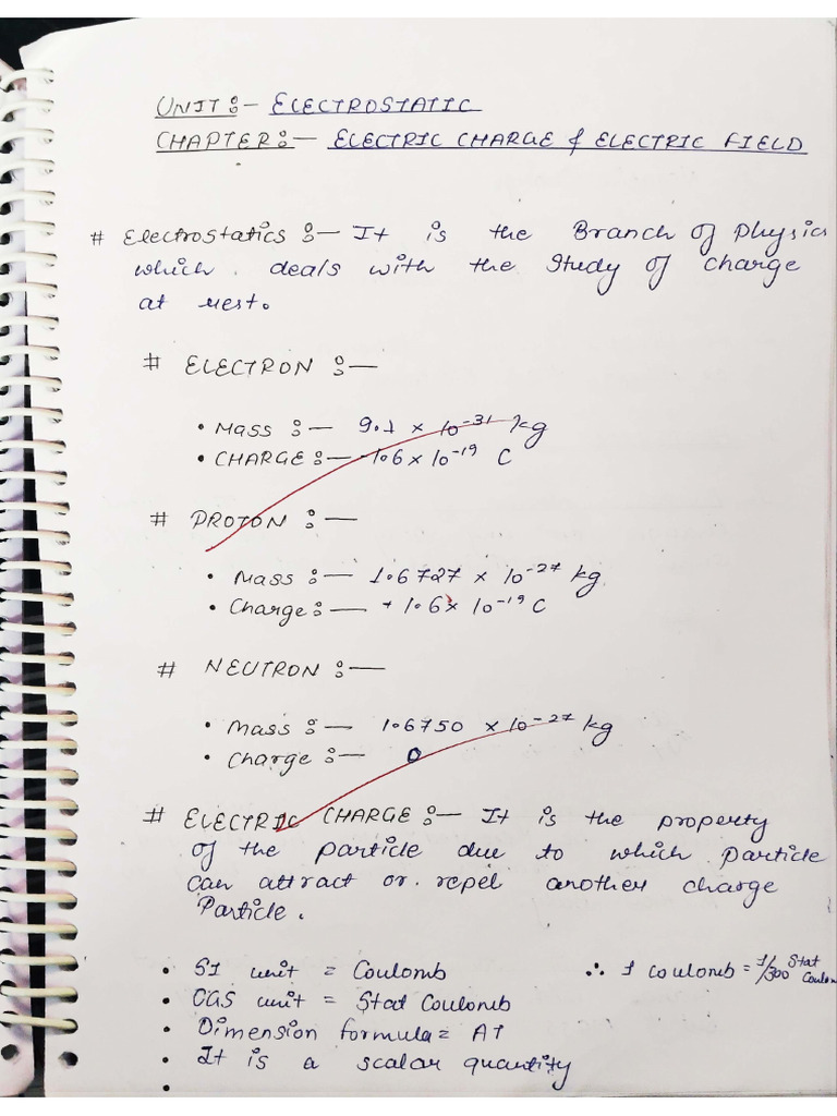 Chapter - 1 Electric Charge and Electric Field | PDF