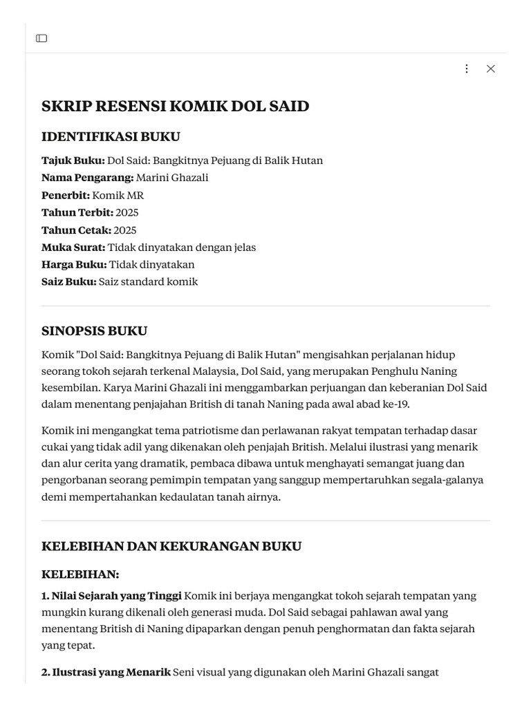 Skrip Resensi Komik Dol Said | PDF