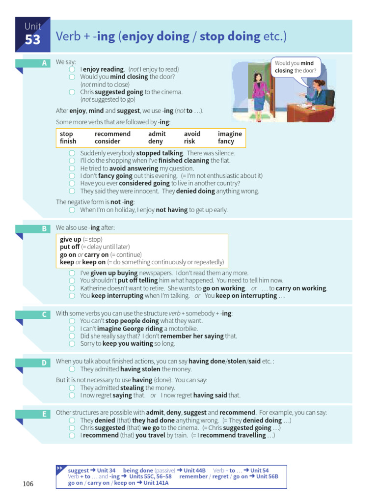 Verb Patterns: -ing and Infinitive Usage | PDF | Question | Verb