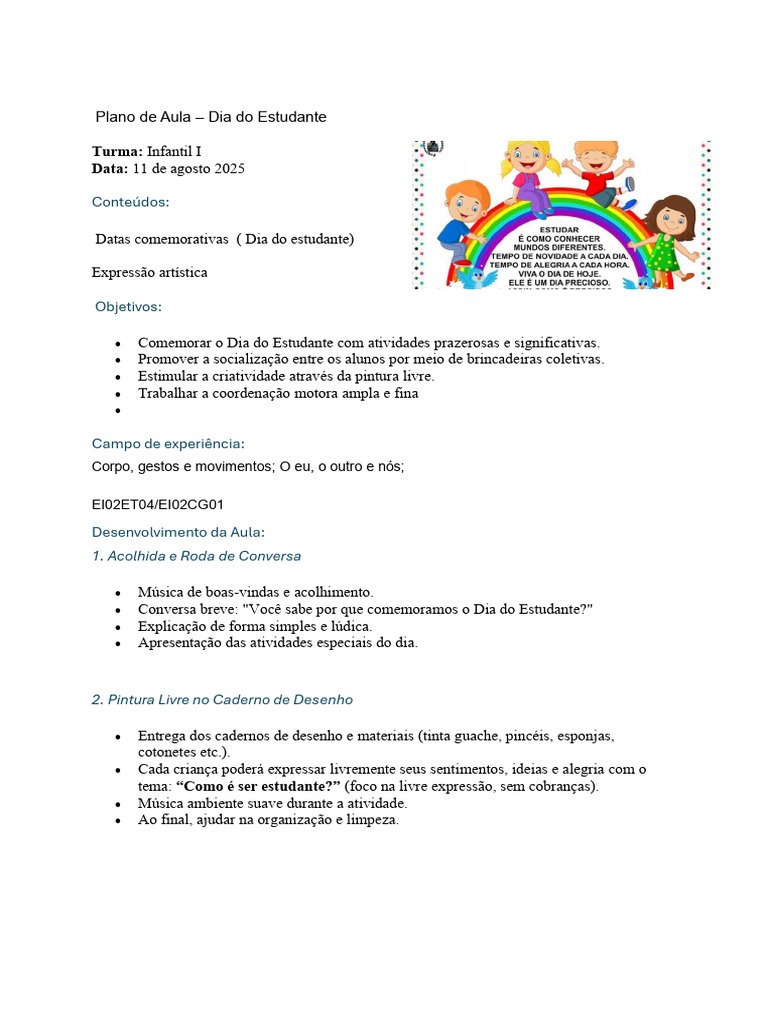 Plano de Aula Dia 1108 | PDF