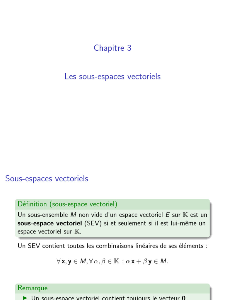 Sous-espaces vectoriels et applications linéaires | PDF | Sous-espace ...