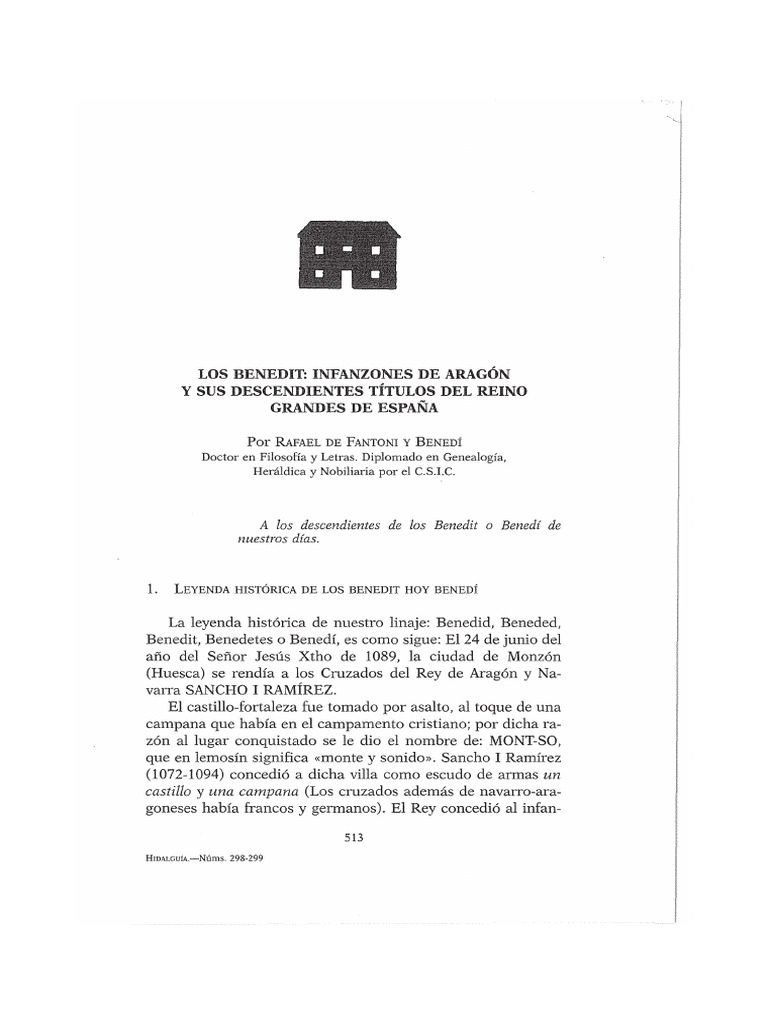 Genealogia de La Familia Benedit de Hourruitiner | PDF