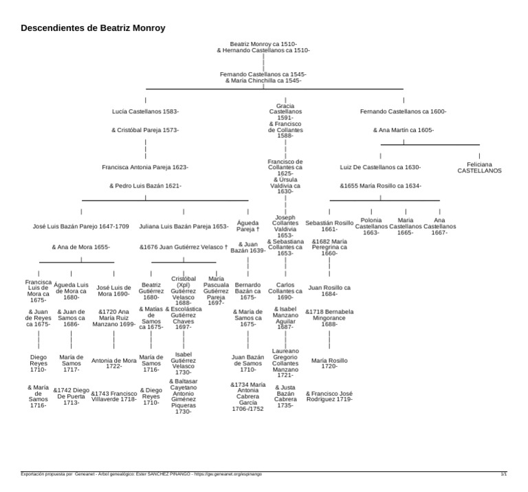 Árbol Genealógico de Beatriz Monroy | PDF