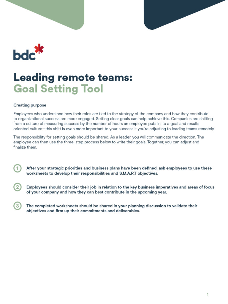 Remote Team Goal Setting Guide | PDF | Goal | Goal Setting