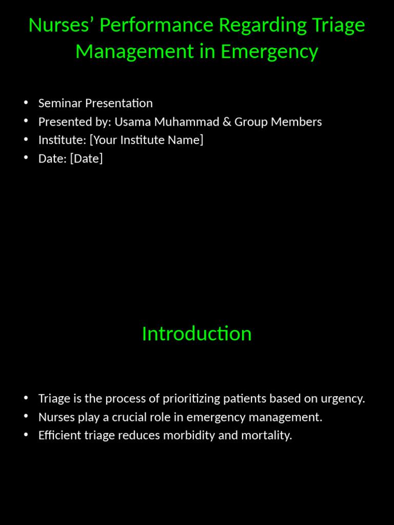 Nurses Triage Presentation | PDF | Nursing | Patient Safety