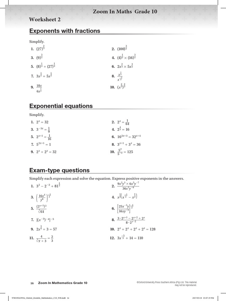 Gr10 Maths ZoomIn On Exponents With Fractions With OUP | PDF | Chess ...