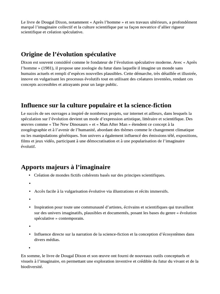 Dougal Dixon : Pionnier de l'évolution spéculative | PDF | Évolution ...