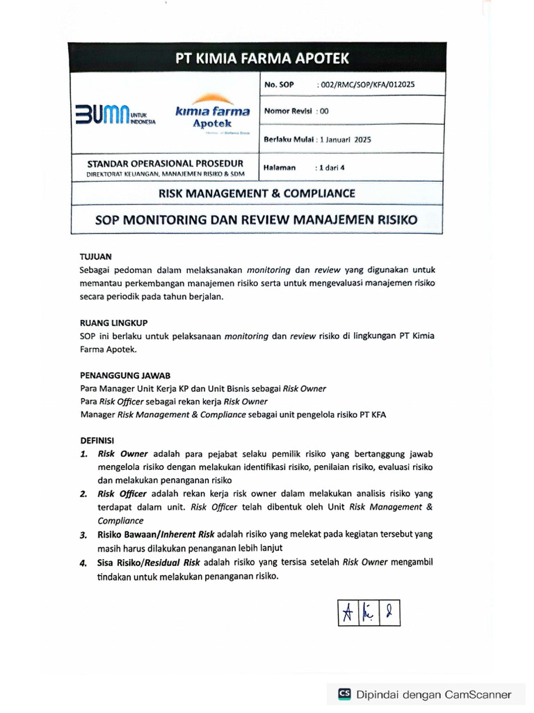 Sop - 2025 - Monitoring Dan Review TTD | PDF