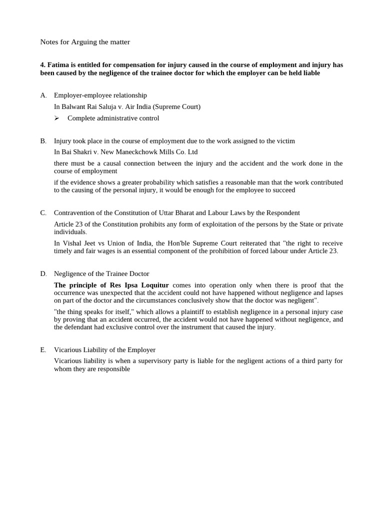 Notes For Arguing The Matter | PDF