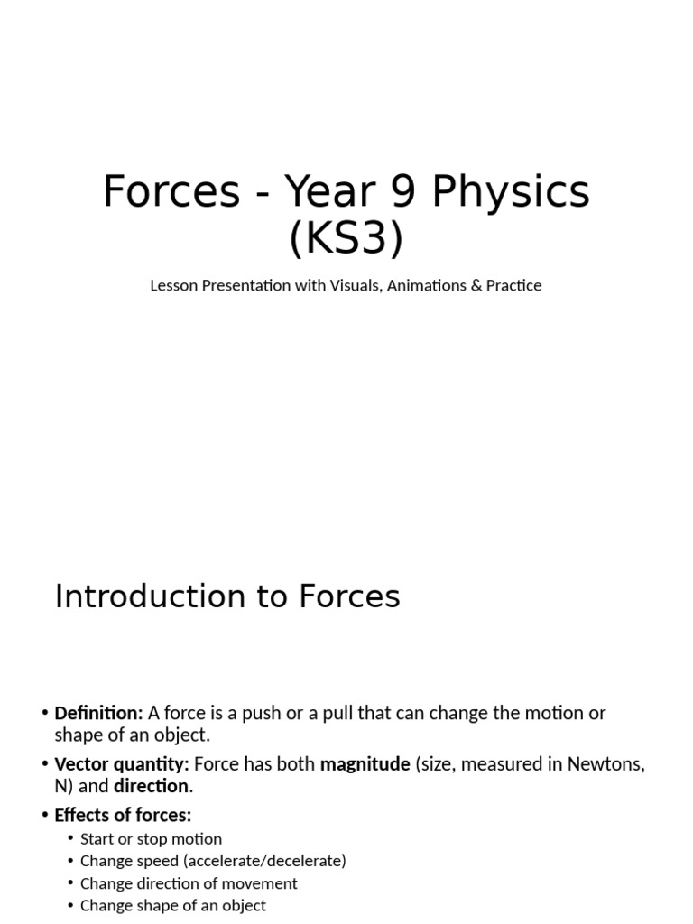 Year9 Forces Presentation (Autosaved) | PDF | Force | Acceleration