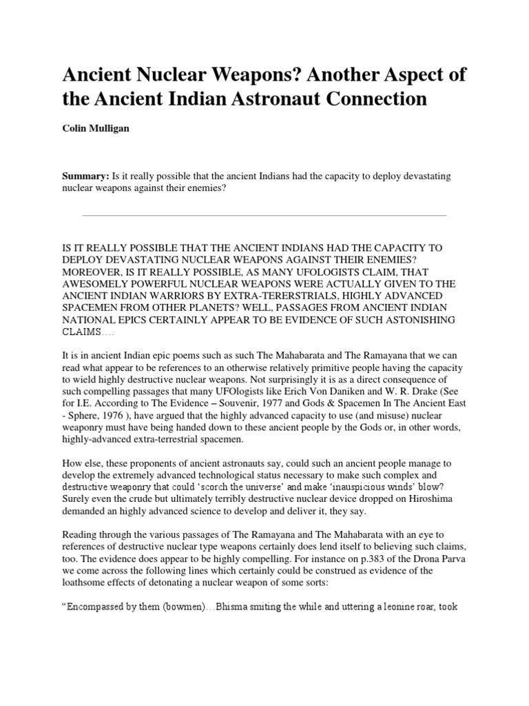 Ancient Nuclear Warfare in Mahabharata | PDF | Mahabharata | Vaishnava ...