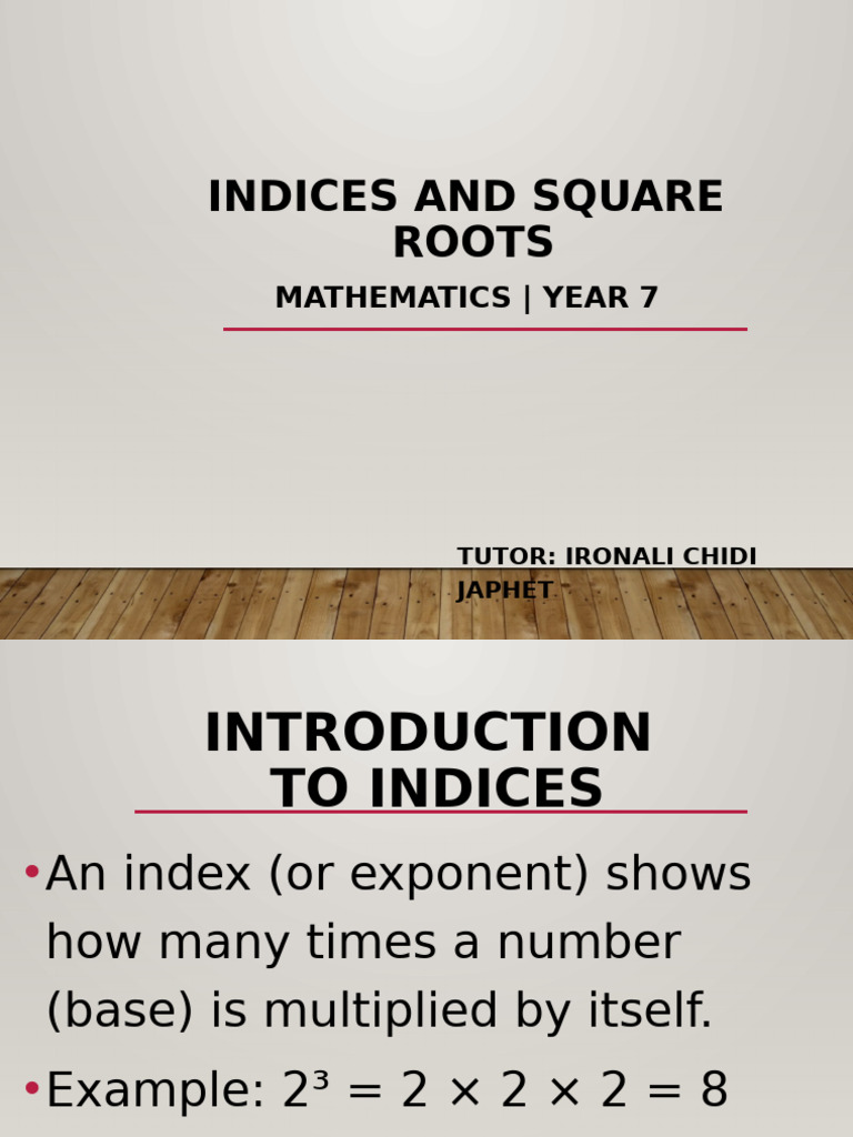 Indices and Square Roots Year7 | PDF