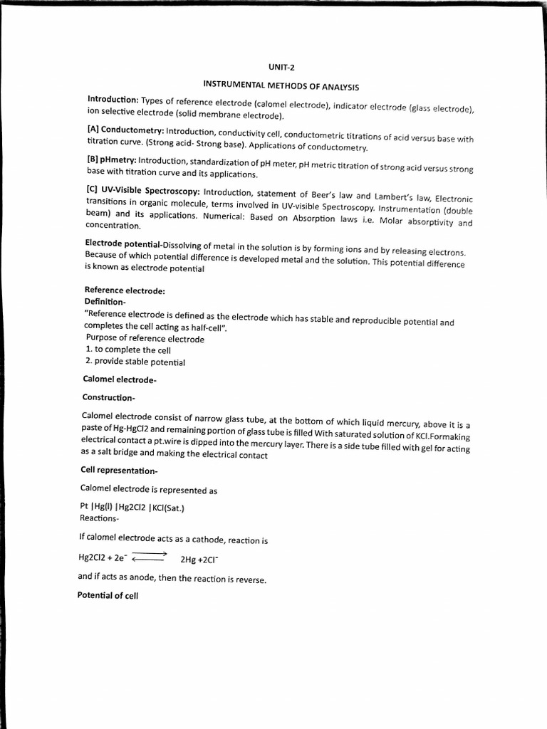 Unit 2 Instrumental Methods of Analysis 17-Feb-2025 15-26-39 | PDF