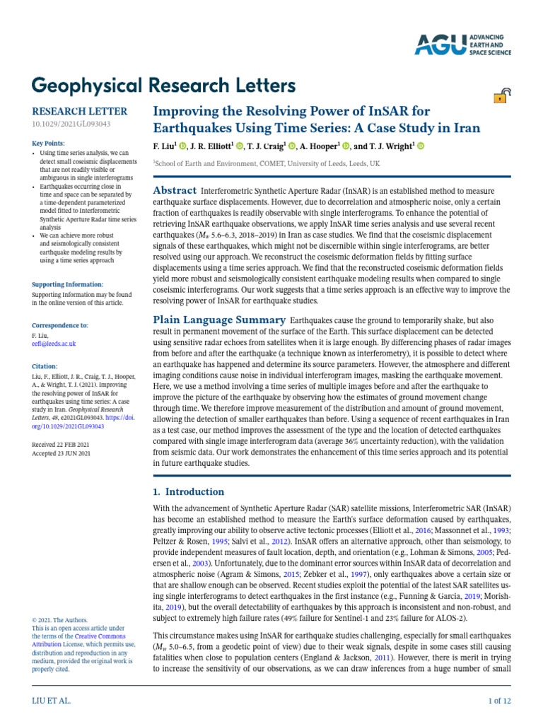 Improving The Resolving Power of InSAR For Earthqu | PDF | Earthquakes ...
