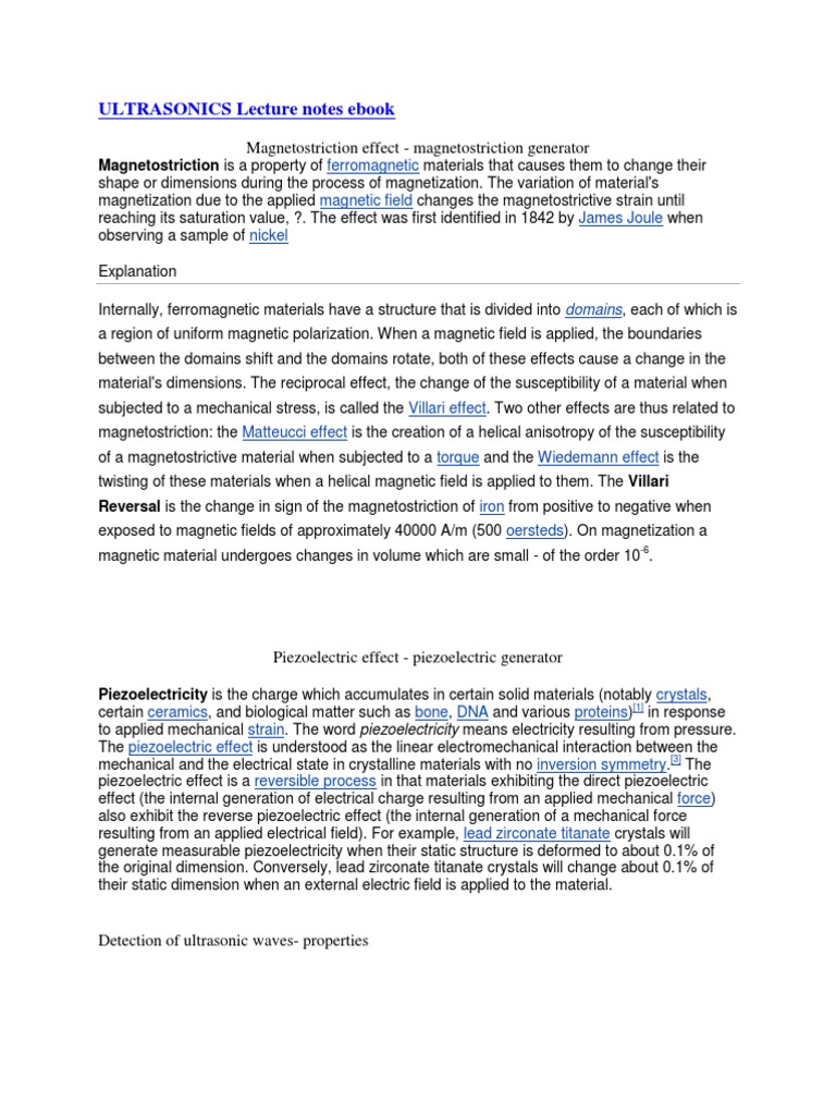 ULTRASONICS Lecture Notes Ebook | PDF | Medical Ultrasound | Ultrasound