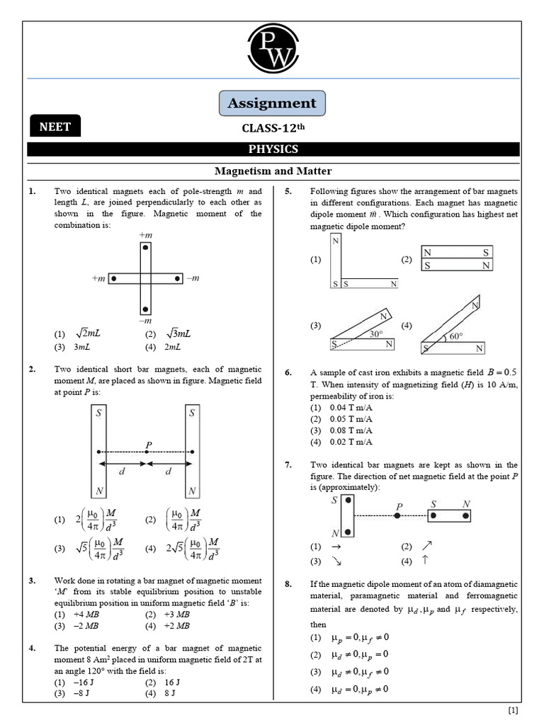 12th Neet Physics Diwali Homework | PDF | Capacitor | Capacitance