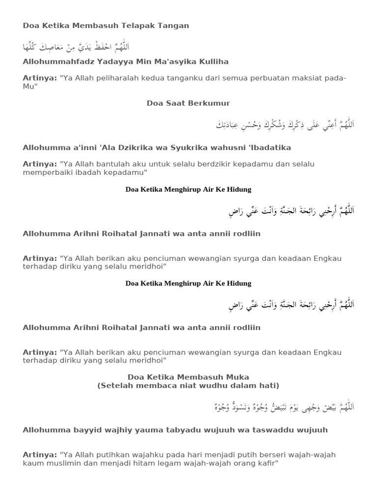 Doa Membasuh Telapak Tangan | PDF