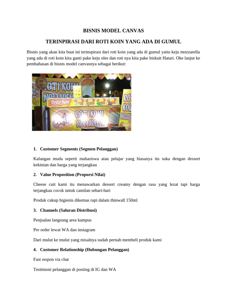 Bisnis Model Canvas Cheese Cuit | PDF