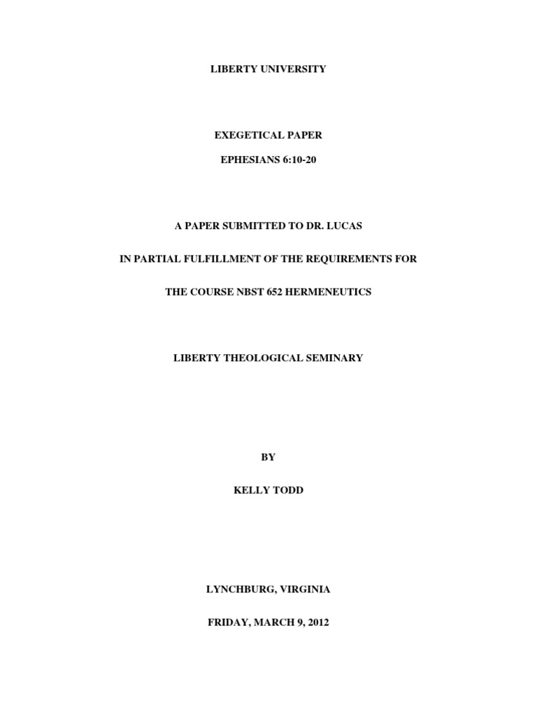 Exegetical+Paper+Eph6.10 20 | Epistle To The Ephesians | Armor Of God