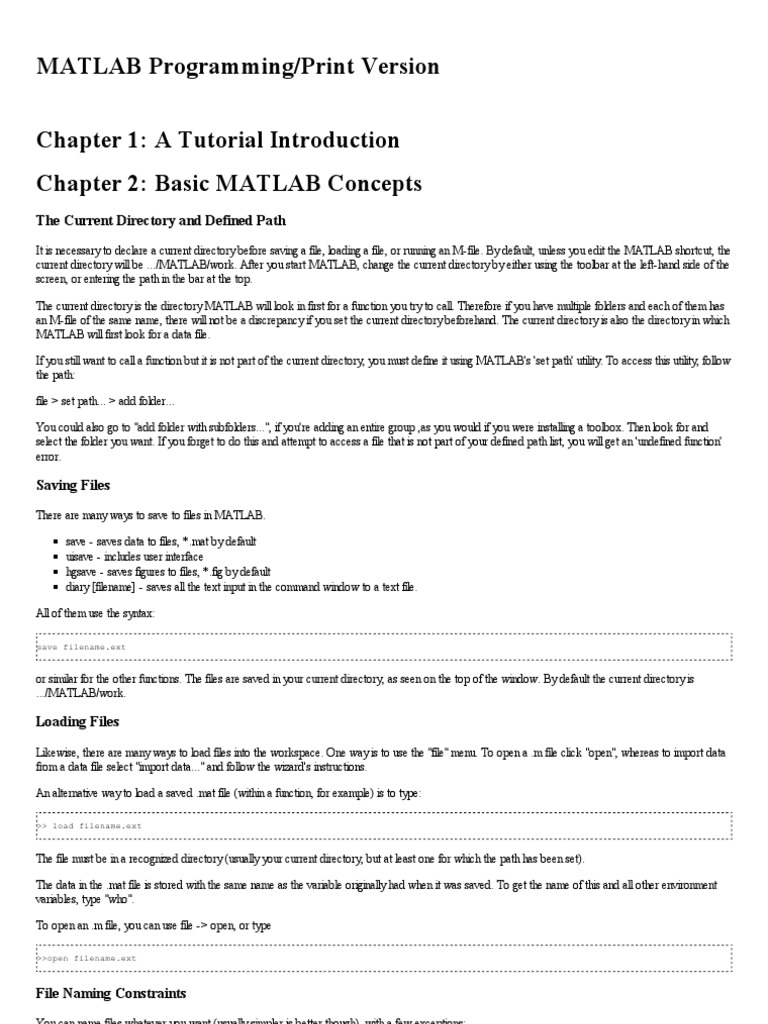 MATLAB Programming - Wikibooks | PDF | Matlab | Matrix (Mathematics)