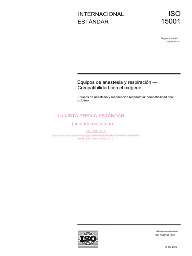Norma ISO 15001: Compatibilidad con Oxígeno | PDF | Abrasivo | Agua