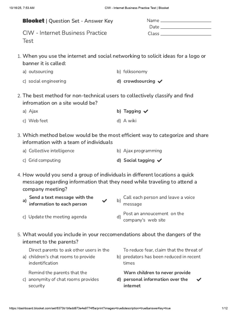 Blooket Internet Business Practice Key | PDF | World Wide Web ...