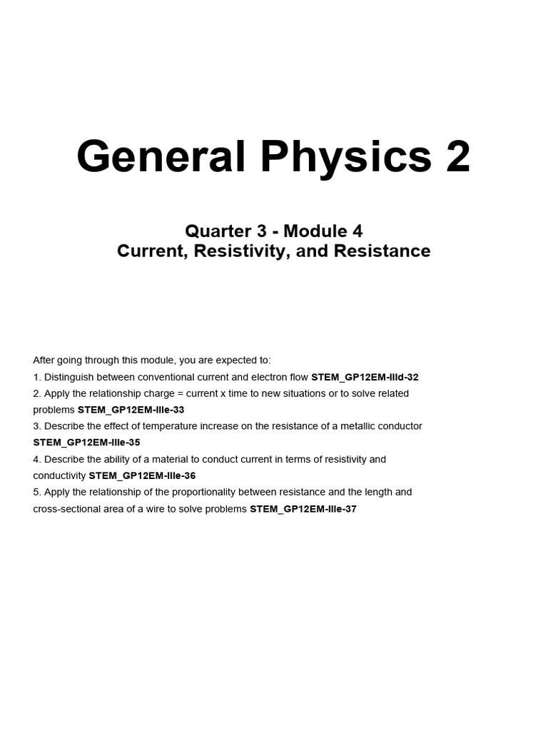 Current, Resistivity, and Resistance Explained | PDF | Electrical ...