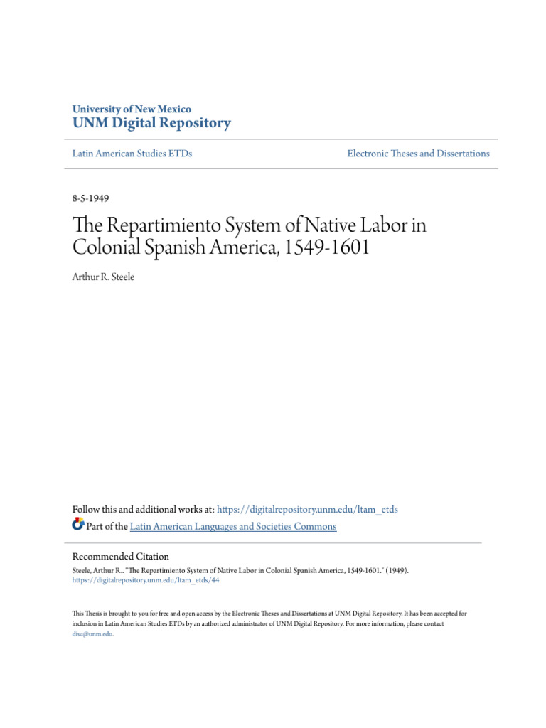 The Repartimiento System of Native Labor in Colonial Spanish Amer | PDF