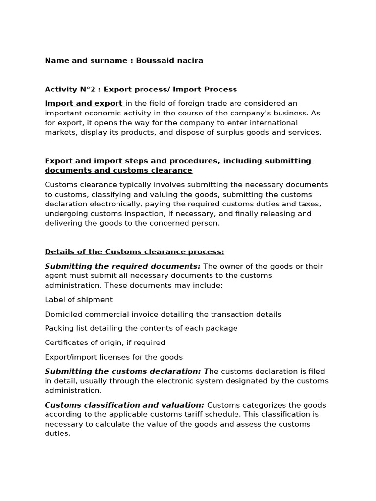 Export Process .Import Process | PDF